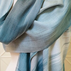 Handwoven Organic Bamboo Shawl Hand Dyed in Coastal Tones. Extra Wide ...