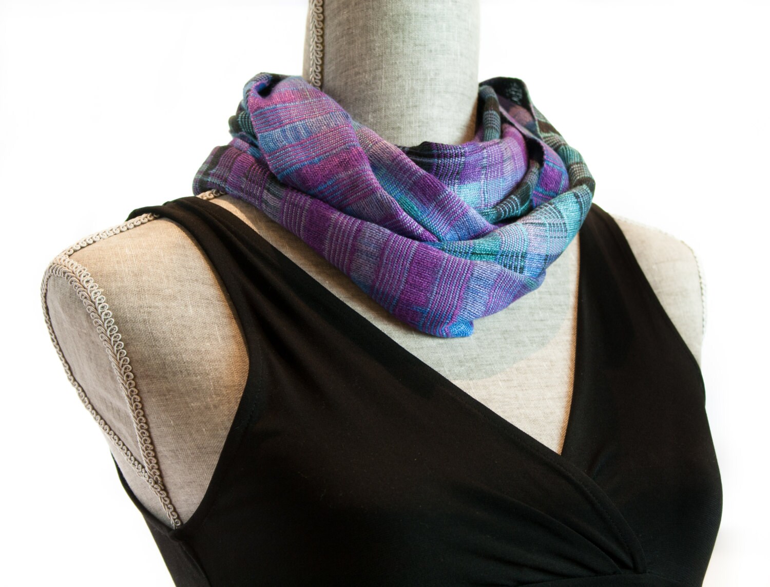 Infinity Scarf in Blue Black Purple Bamboo - Etsy