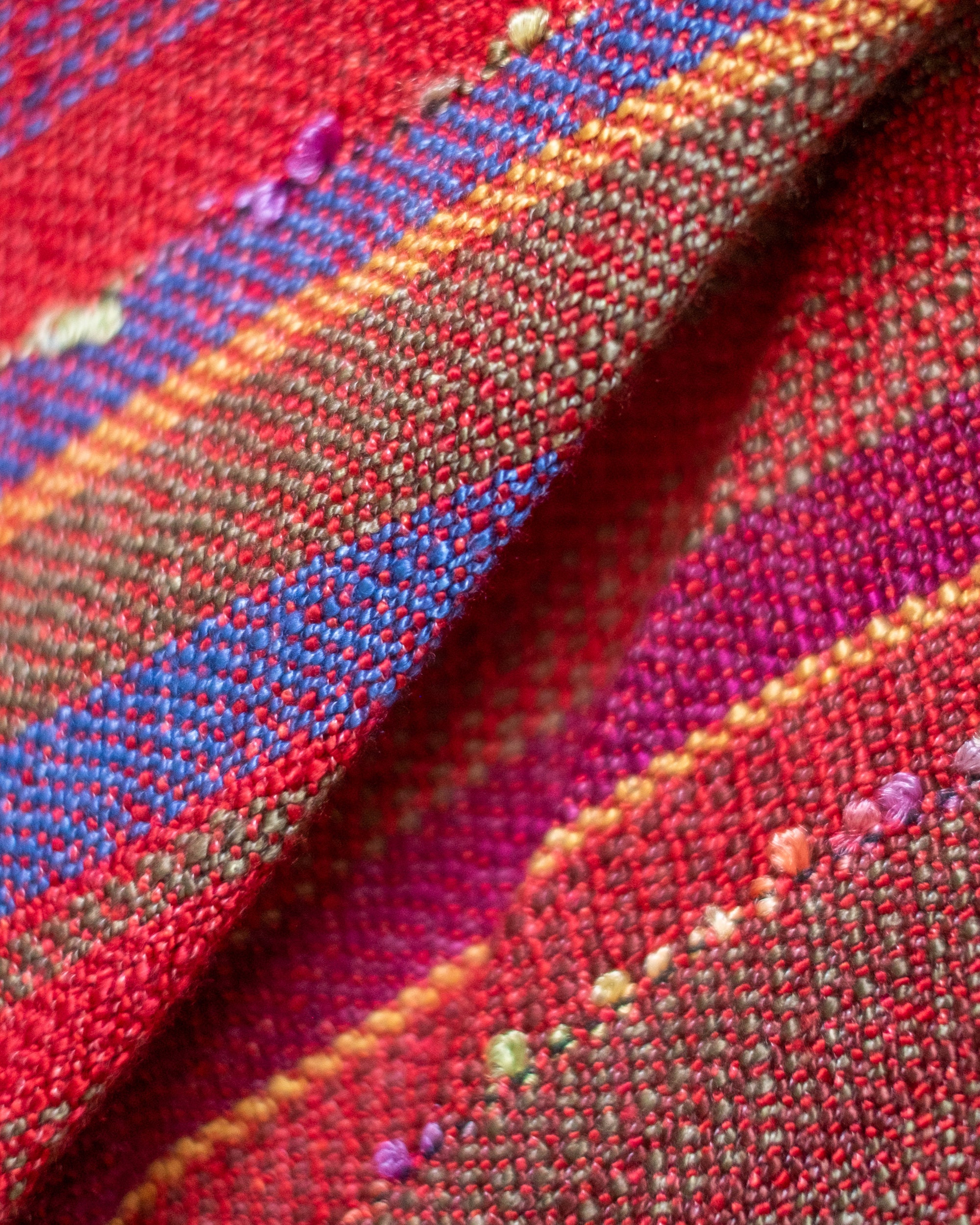 Mobius Shawl in Tomato Red and Blue With Gold Highlights. | Etsy