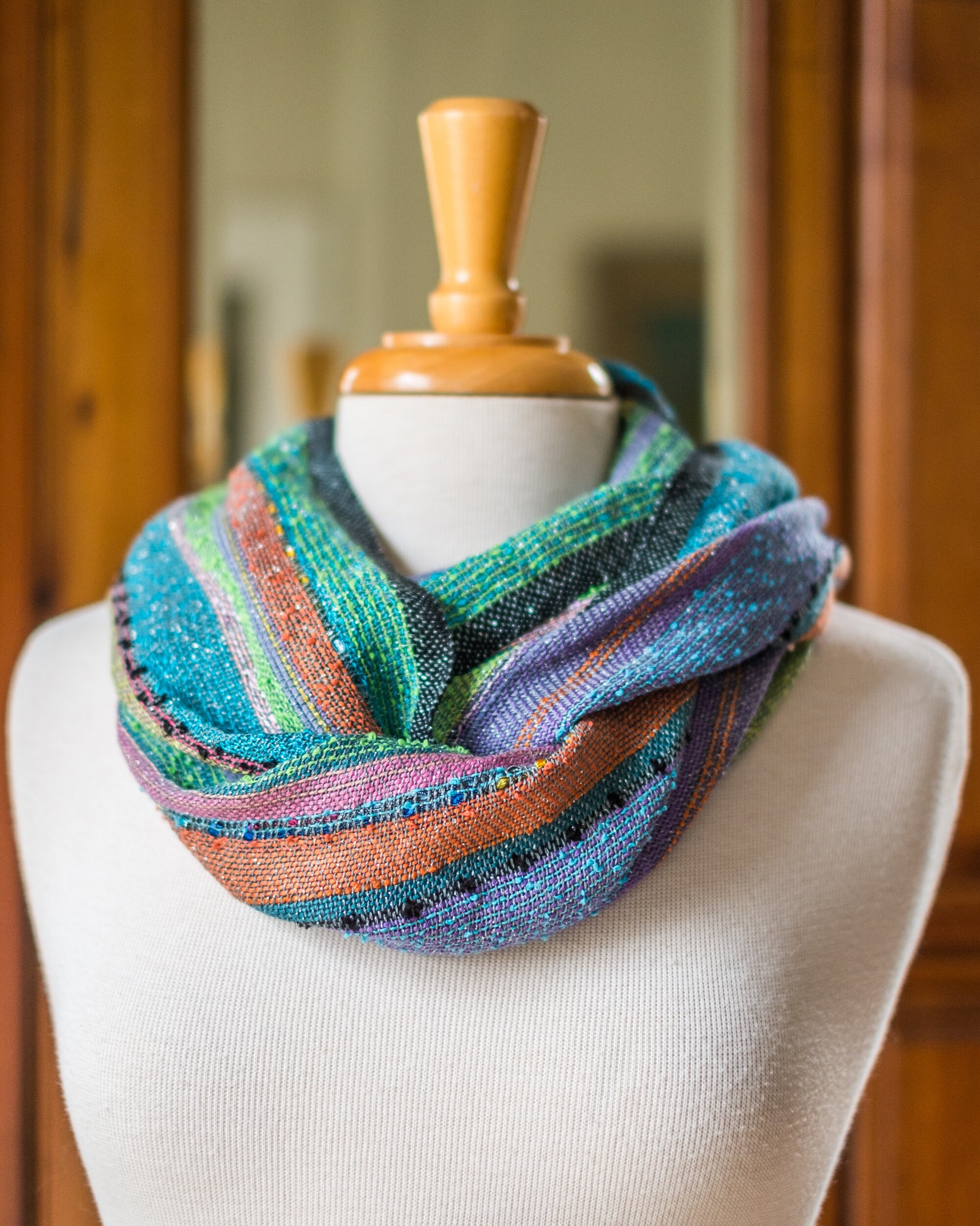 Mobius Shawl in Bright Multicolored Rayon Yarn Handwoven - Etsy