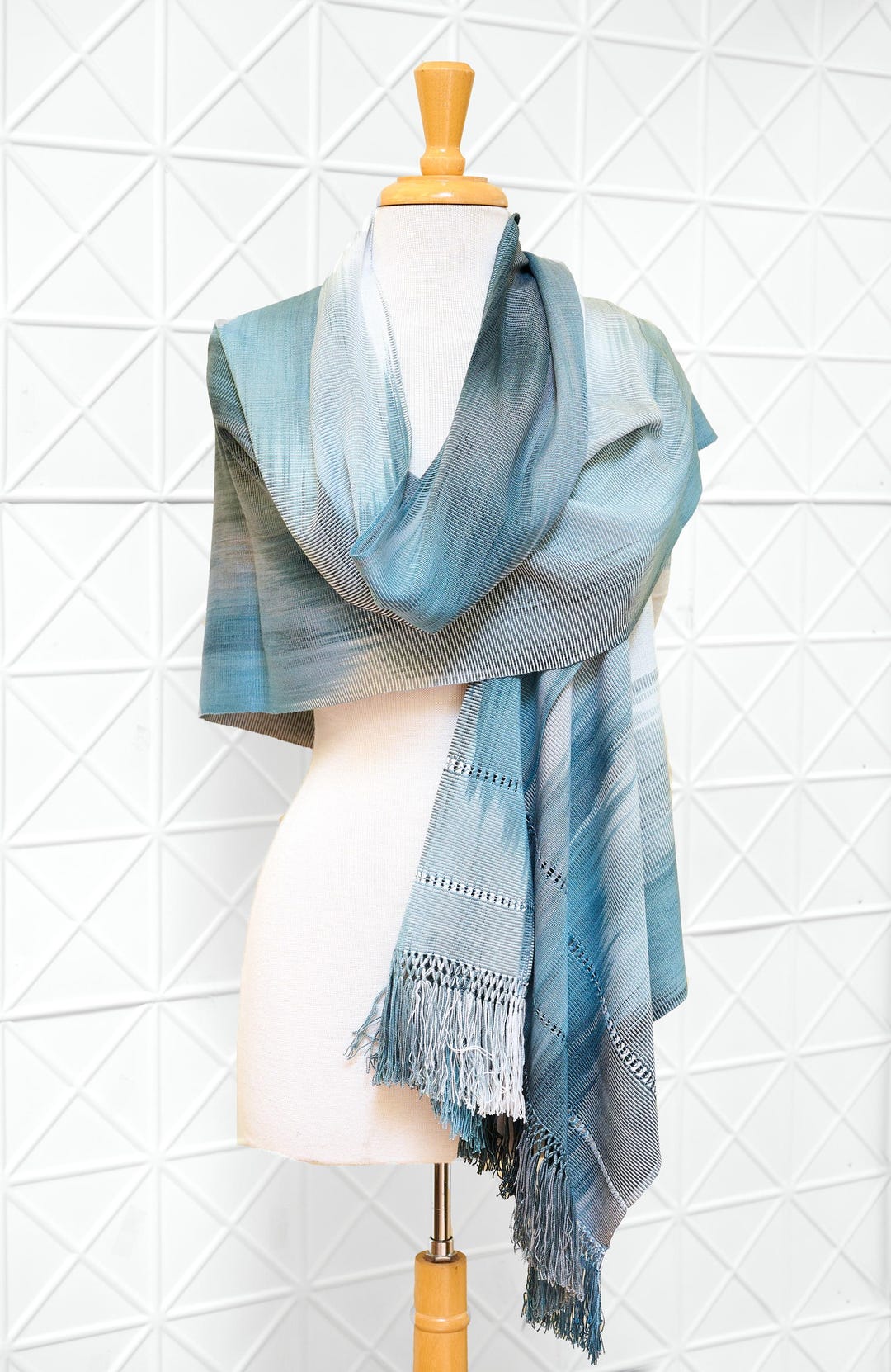 Handwoven Organic Bamboo Shawl Hand Dyed in Coastal Tones. Extra Wide ...