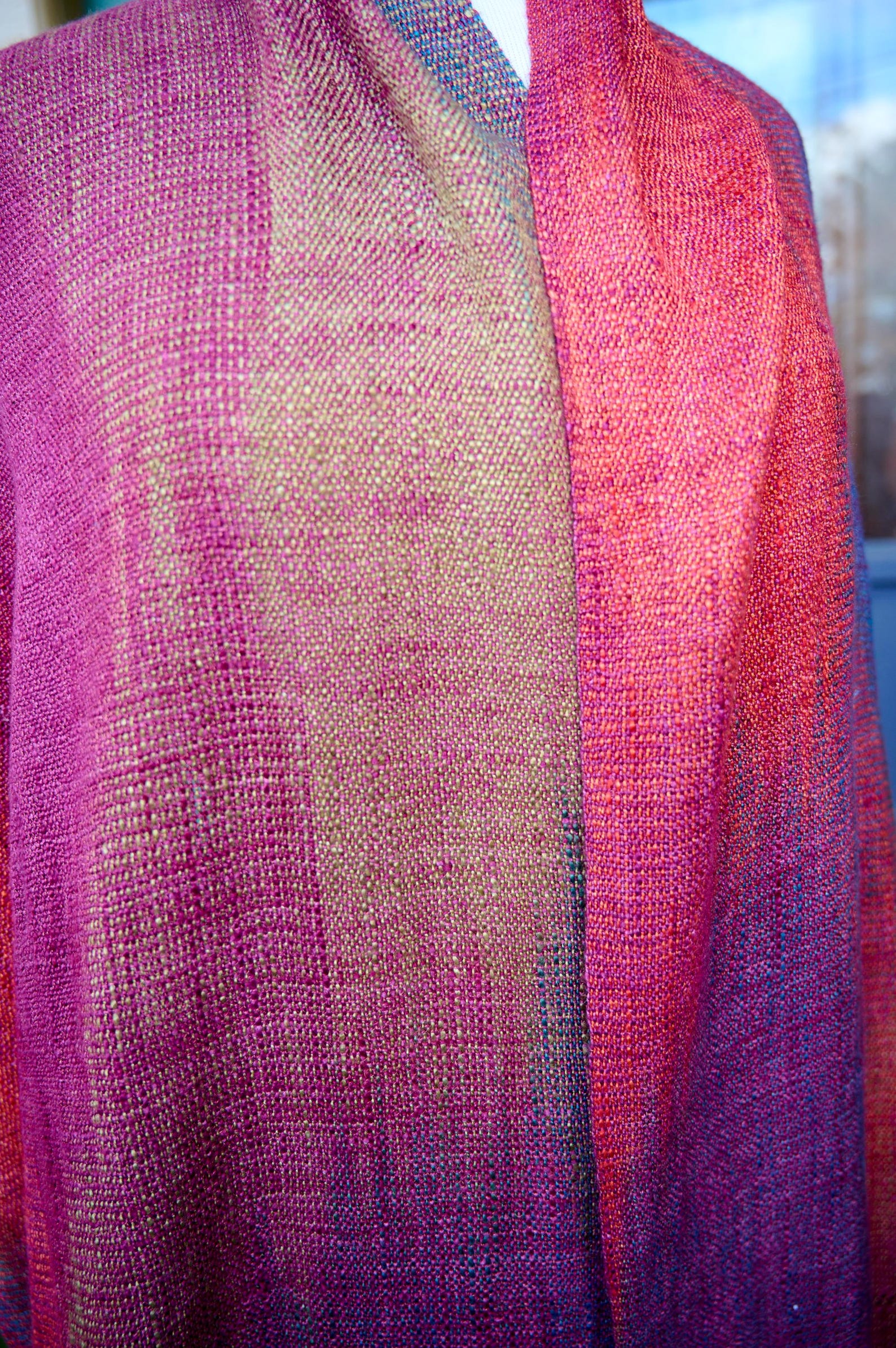 Oversized Rayon Scarf Handwoven in Rainbow Jewel Tones. Extra Large ...