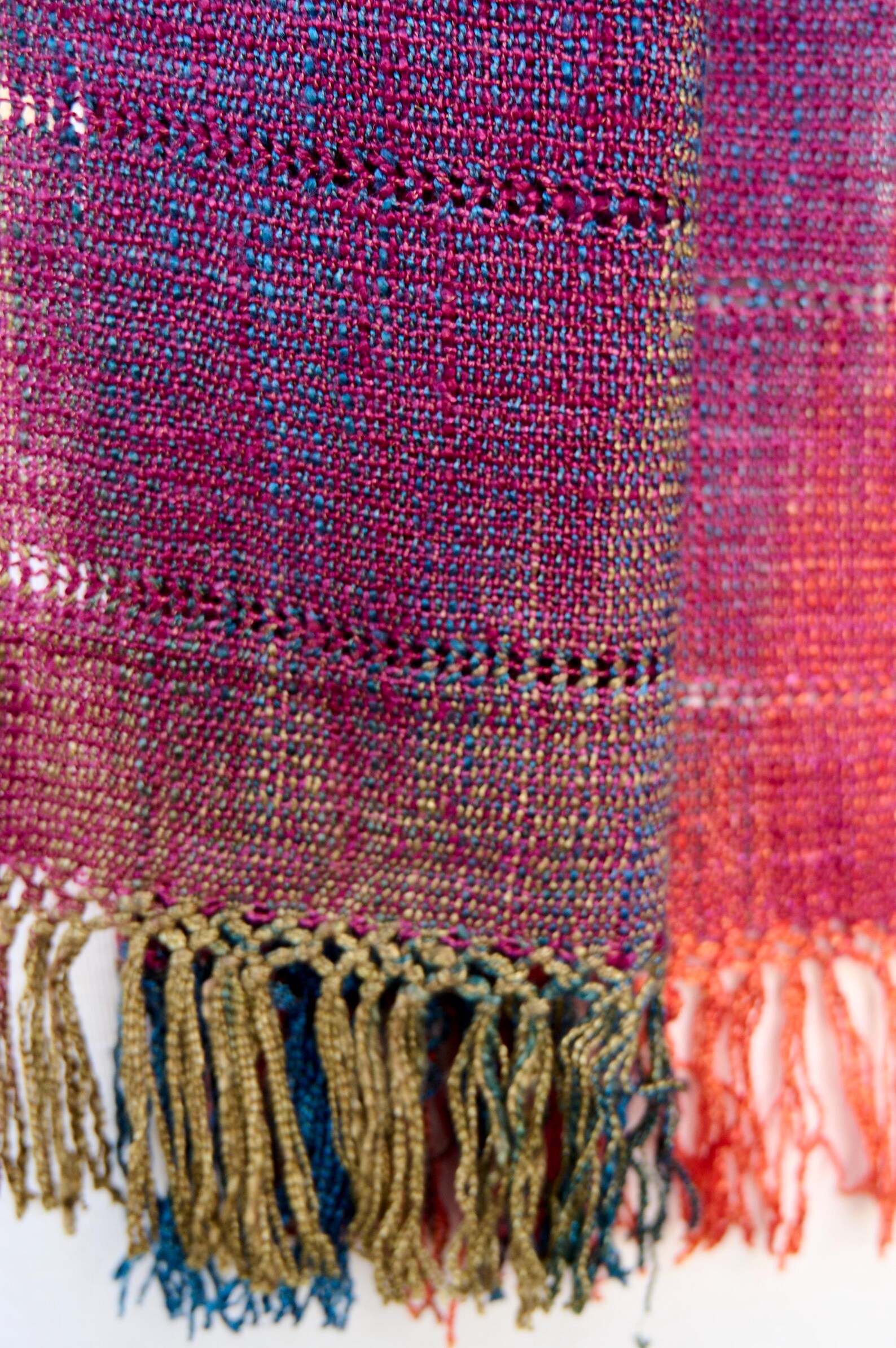 Oversized Rayon Scarf Handwoven in Rainbow Jewel Tones. Extra Large ...