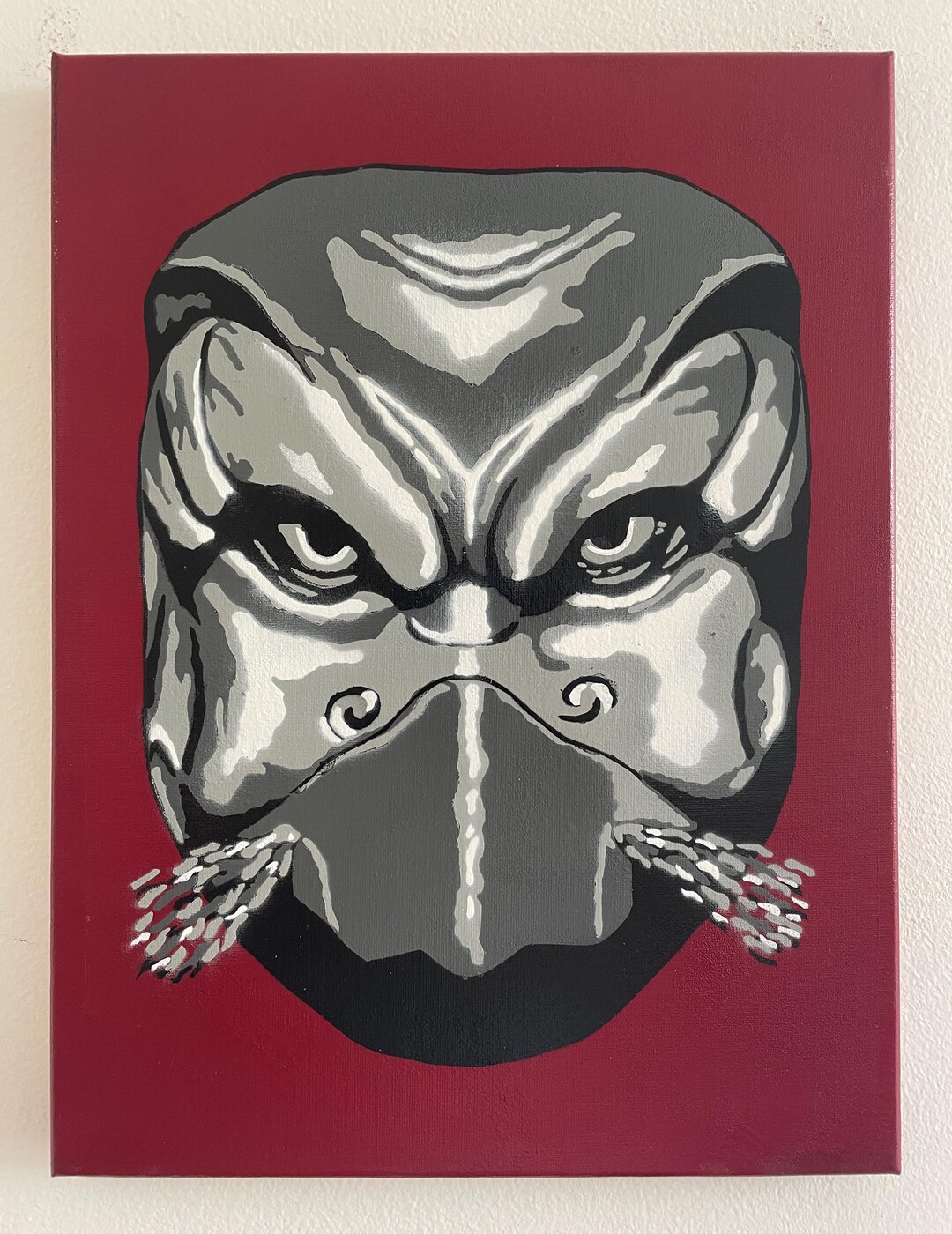 Kyögen Mask of Tobi / Spray Paint on Canvas - Stencil - Etsy