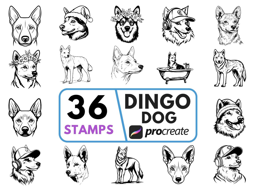 Dingo Dog Procreate Stamps and Brushes: iPad Digital Art Bundle - Etsy