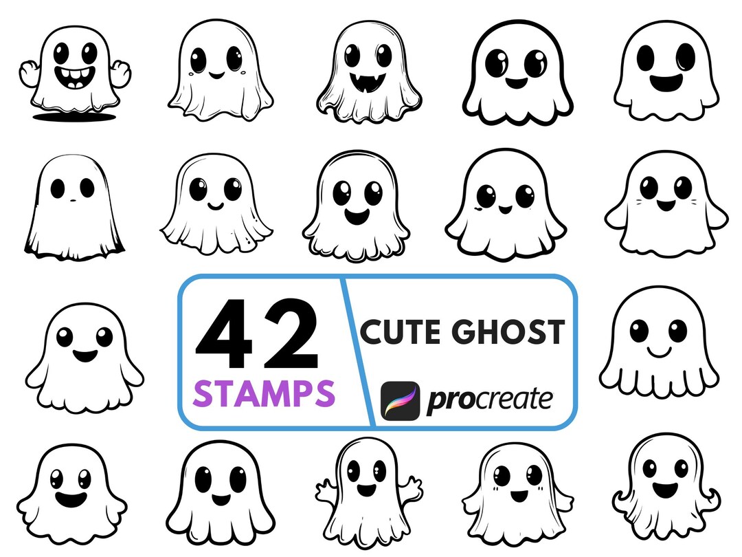Cute Ghost Procreate Stamp and Brushes, Procreate Ghost Stamp ...