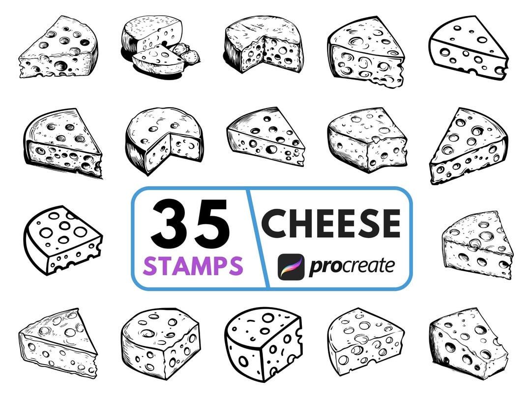Cheese Procreate Stamp and Brushes, Procreate Cheese Stamp, Burger ...