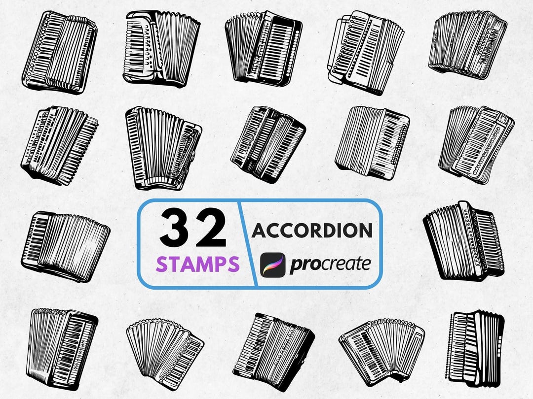 Accordion Procreate Stamp Brush: Music Instrument Digital Stamps - Etsy