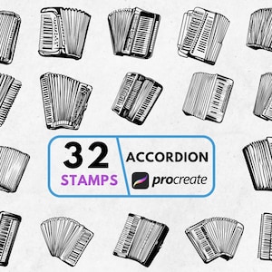 Accordion Procreate Stamp Brush – Accordion Music Instrument Digital ...