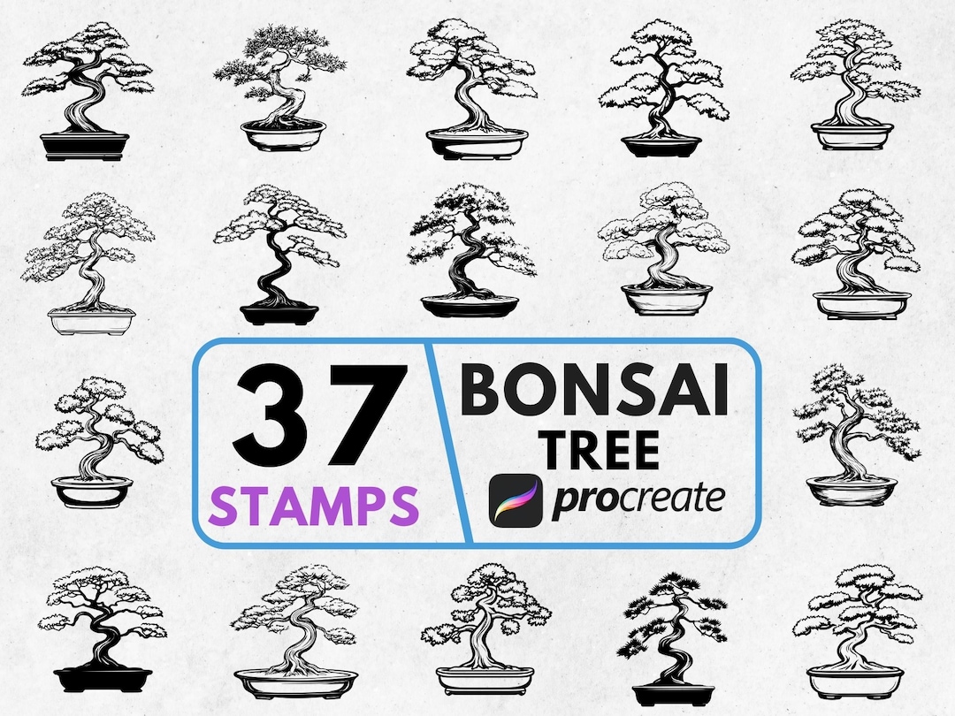 Bonsai Tree Procreate Stamp and Brushes, Procreate Bonsai Tree Stamps ...