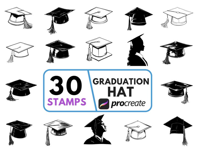 Graduation Hat Procreate Stamp, Educational Celebration Digital ...