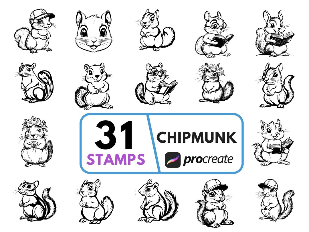 Chipmunk Procreate Stamps and Brushes: Digital Art Brush Bundle - Etsy
