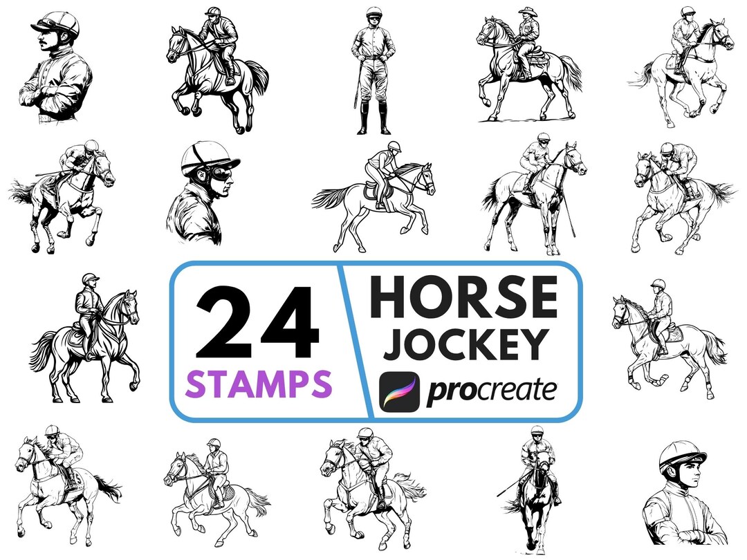 Horse Jockey Procreate Stamp, Equestrian Racing Digital Illustration ...