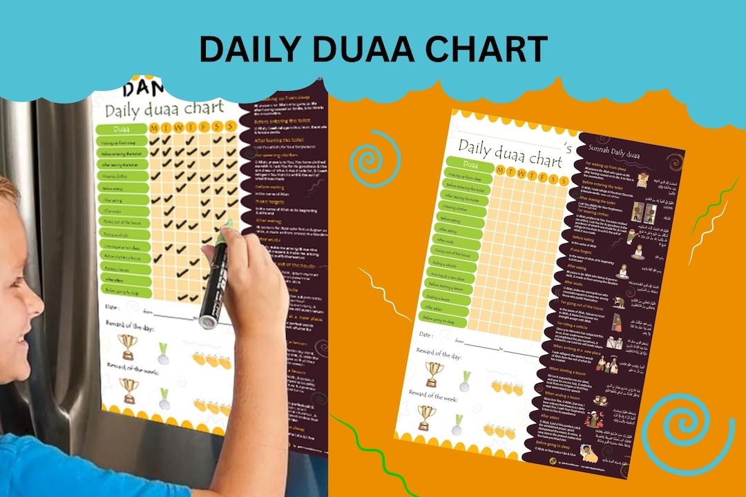 Daily Sunnah Duaa Chart for Kids|islamic Routine Tracker|muslim ...