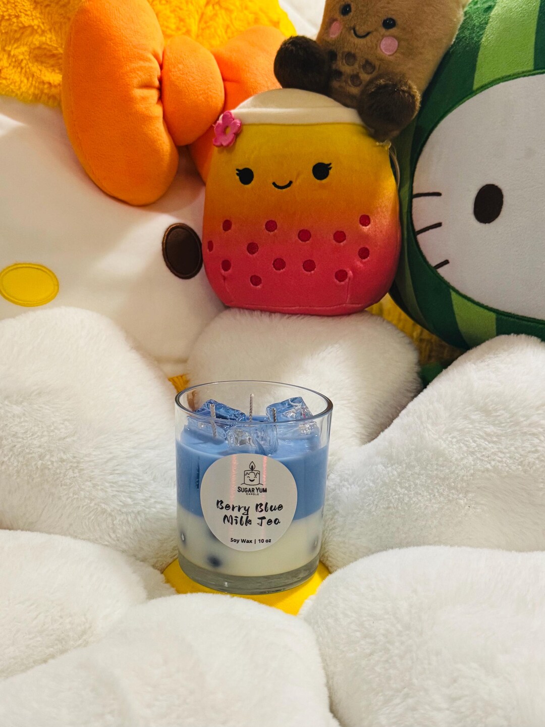 Handmade Berry Blue Boba Candle | Dessert Soy Candle, Kawaii Decor - Etsy