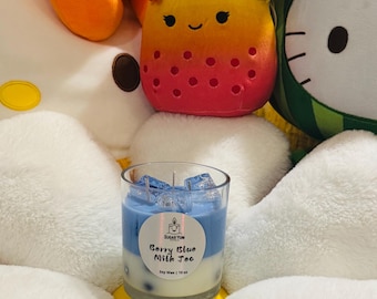Handmade Berry Blue Boba Candle | Dessert Soy Candle, Kawaii Decor - Etsy