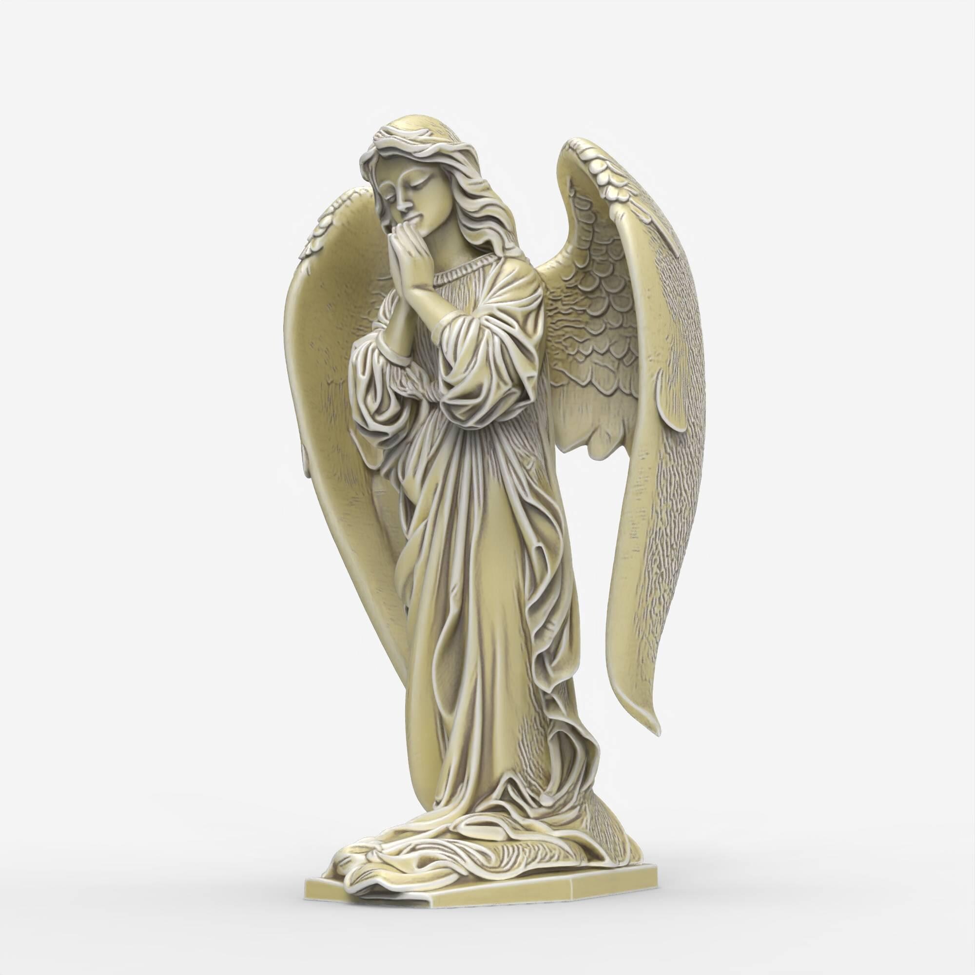 Praying Angel Statue STL File 3D Model for CNC Carving Relief 3D ...
