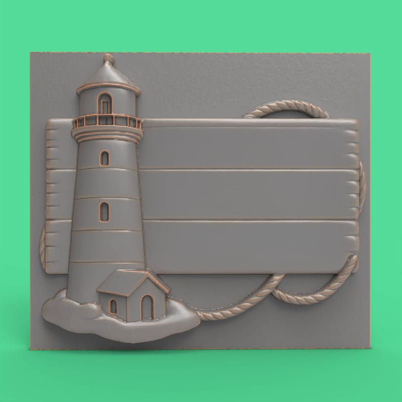 Lighthouse Blank Sign STL File for CNC Laser Engraving 3D Printing File ...