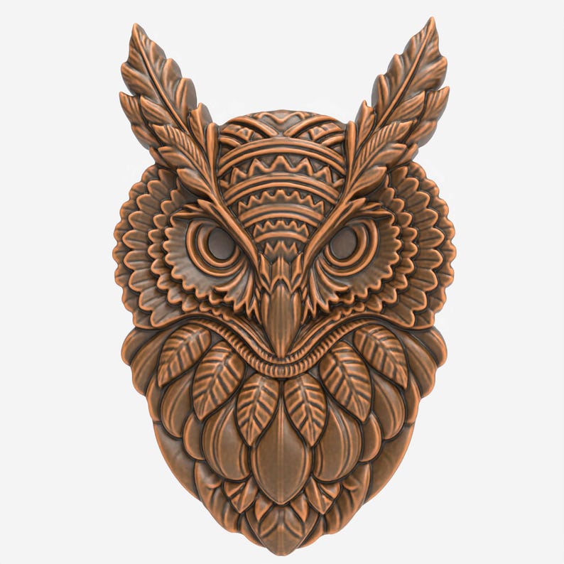 Ornate Tribal Owl Head STL File for CNC Router Wood Carving Laser ...