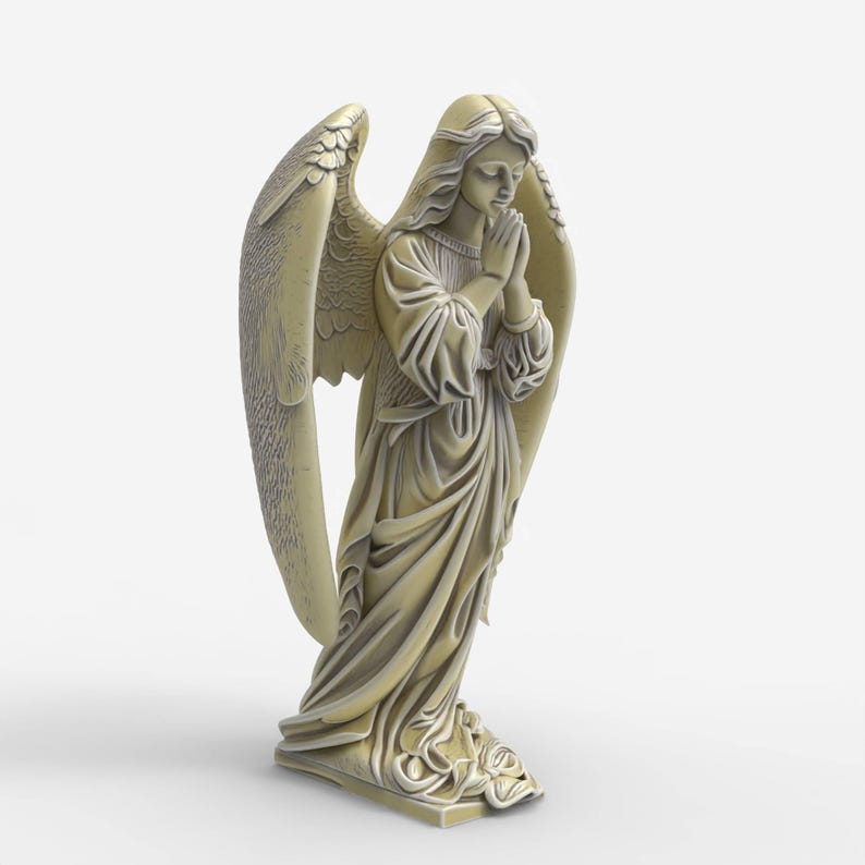 Praying Angel Statue STL File 3D Model for CNC Carving Relief 3D ...