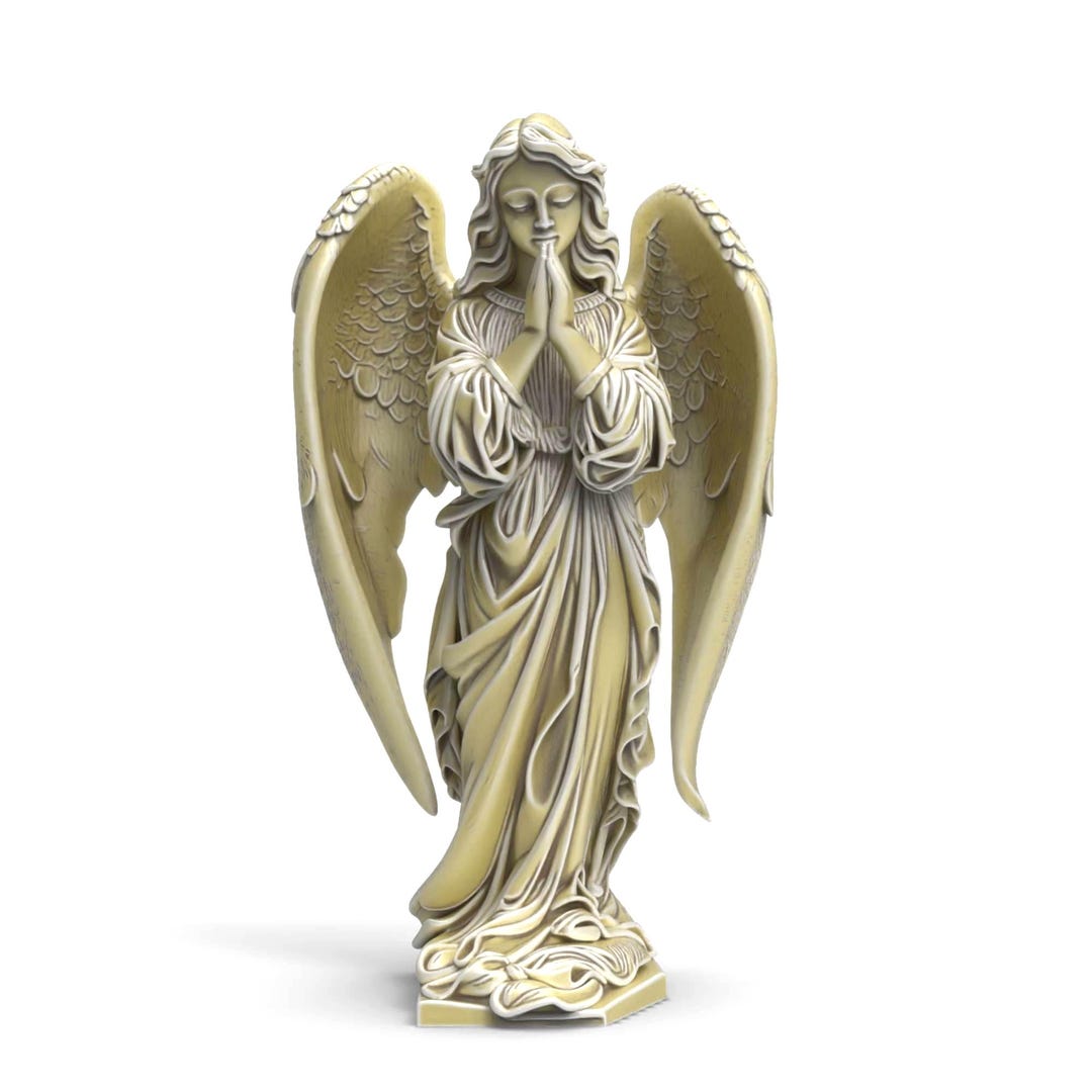 Praying Angel Statue STL File 3D Model for CNC Carving Relief 3D ...
