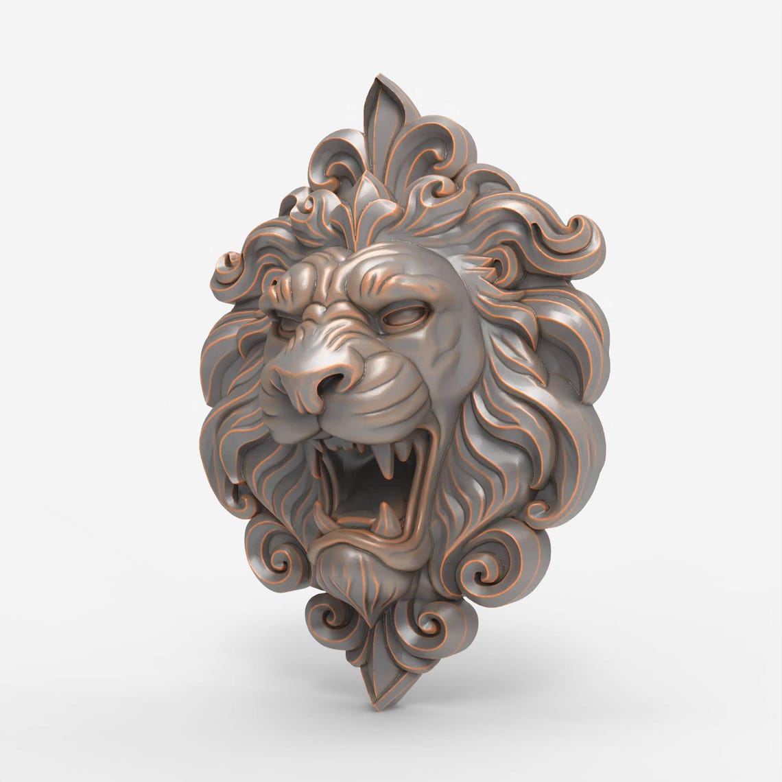Lion Head STL File Relief Wall Sculpture 3D Model for Printer Roaring ...