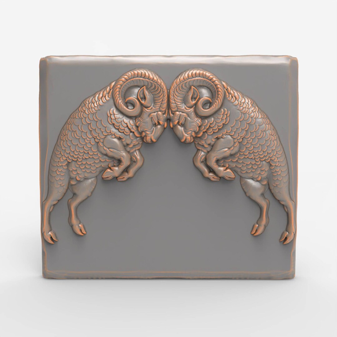 Ram Wall Plaque STL File Fighting Rams Relief – 3D Model for CNC 3D ...