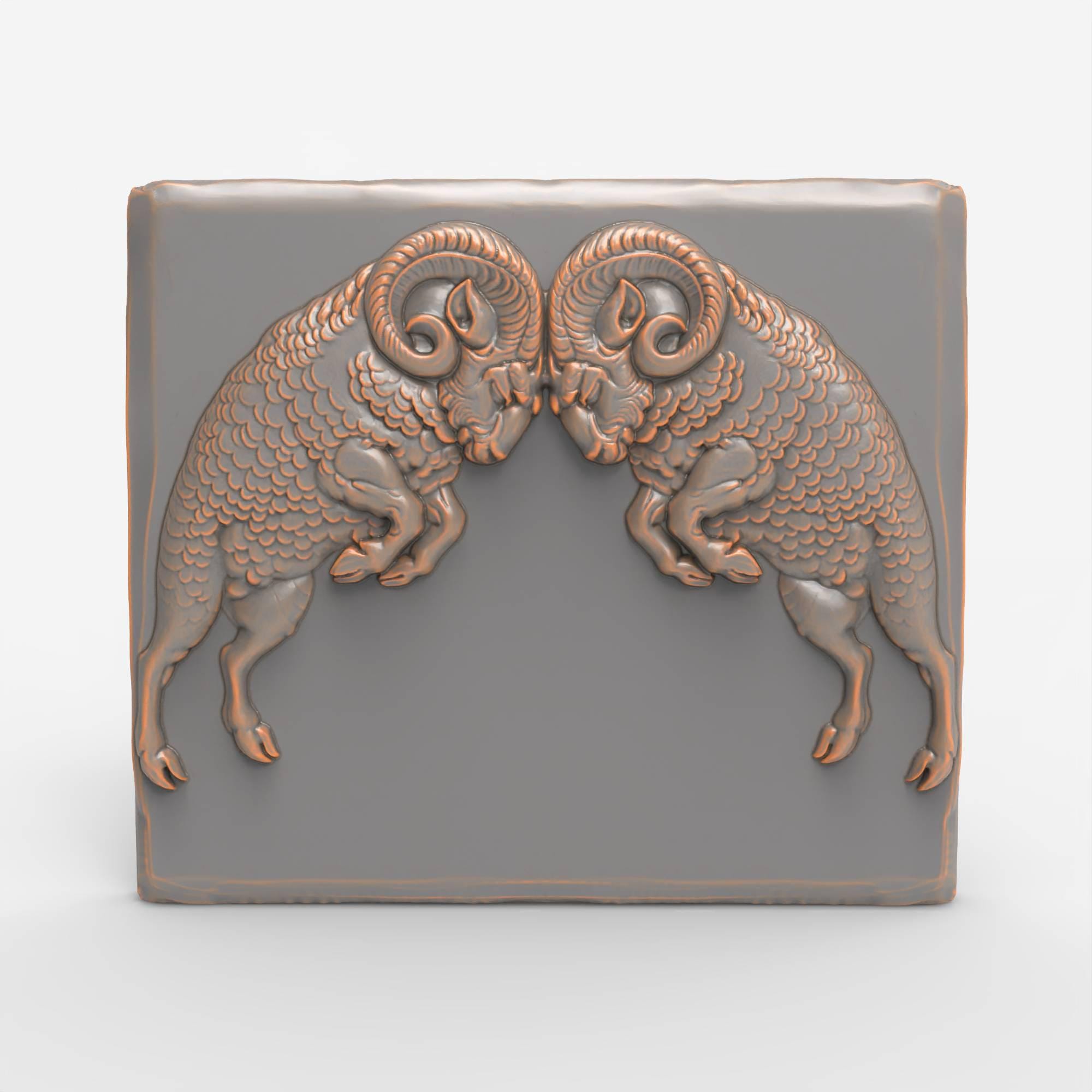 Ram Wall Plaque STL File Fighting Rams Relief – 3D Model for CNC 3D ...