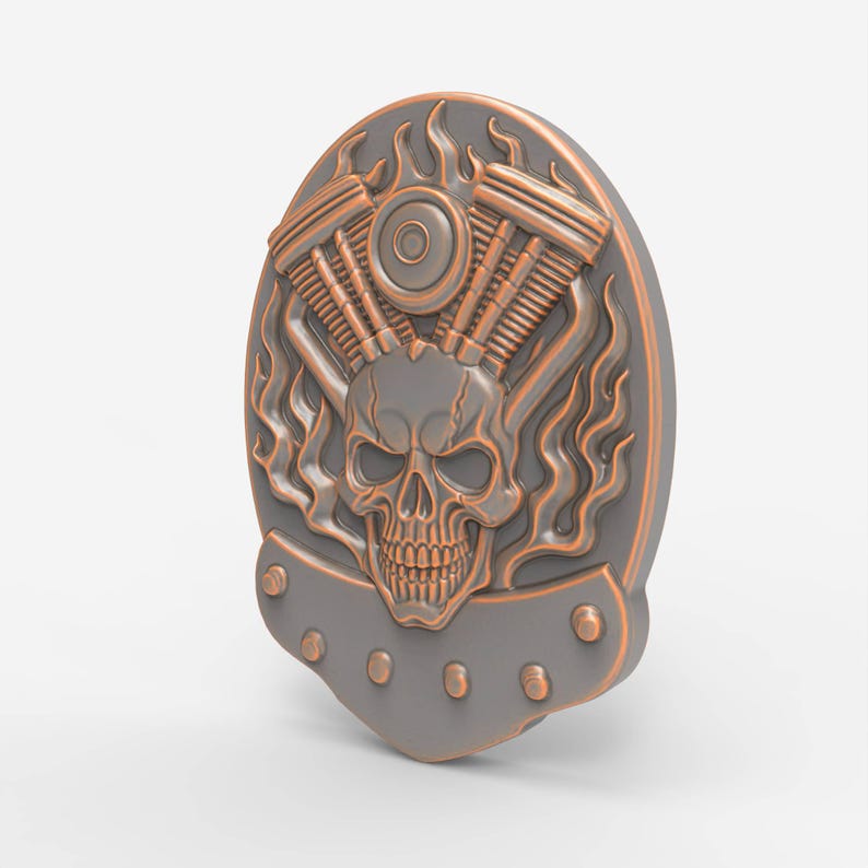 Biker Skull STL File Engine STL File CNC Router Files 3D Print File ...