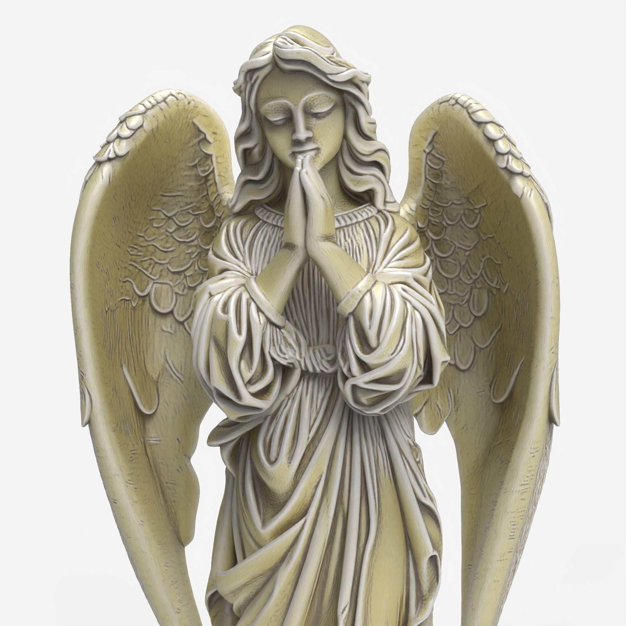 Praying Angel Statue STL File 3D Model for CNC Carving Relief 3D ...