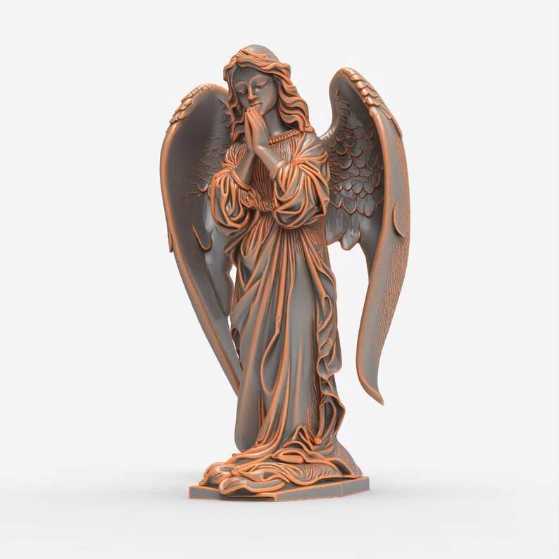 Praying Angel Statue STL File 3D Model for CNC Carving Relief 3D ...