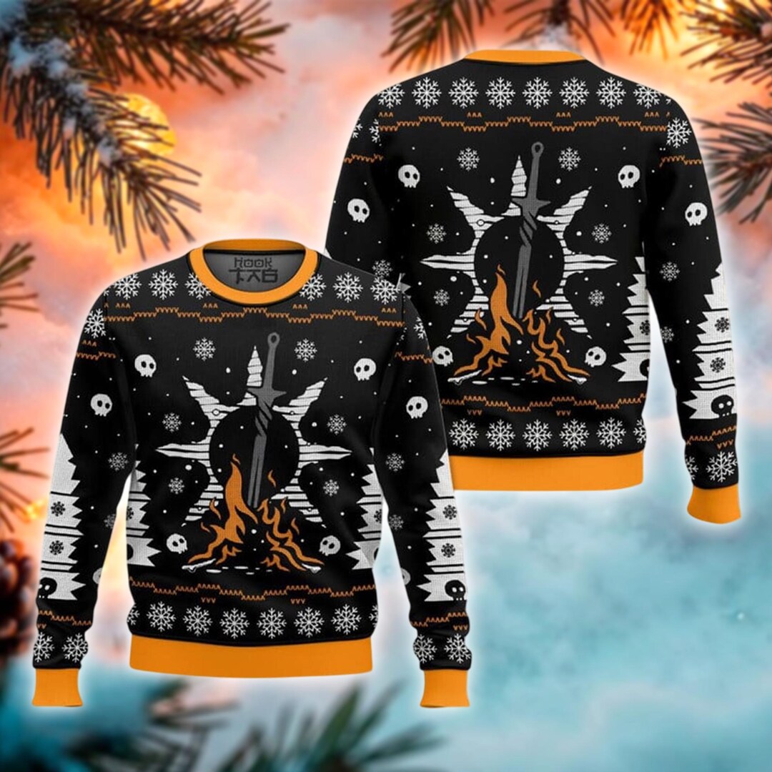 Gaming Bonfire Christmas Sweater, Fantasy RPG Ugly Xmas Sweatshirt ...