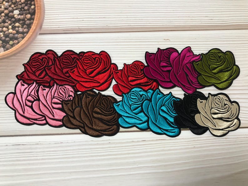 Elegant Embroidery Rose Applique Patch 2.36inch Multicolor Iron on Sew ...