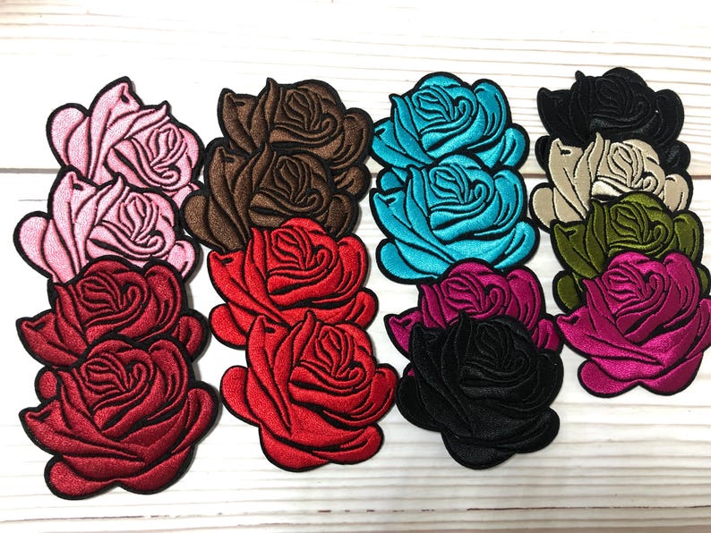 Elegant Embroidery Rose Applique Patch 2.36inch Multicolor Iron on Sew ...