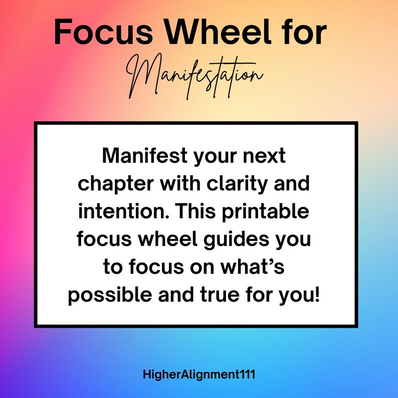 Focus Wheel Template for Manifestation – Law of Attraction Printable ...