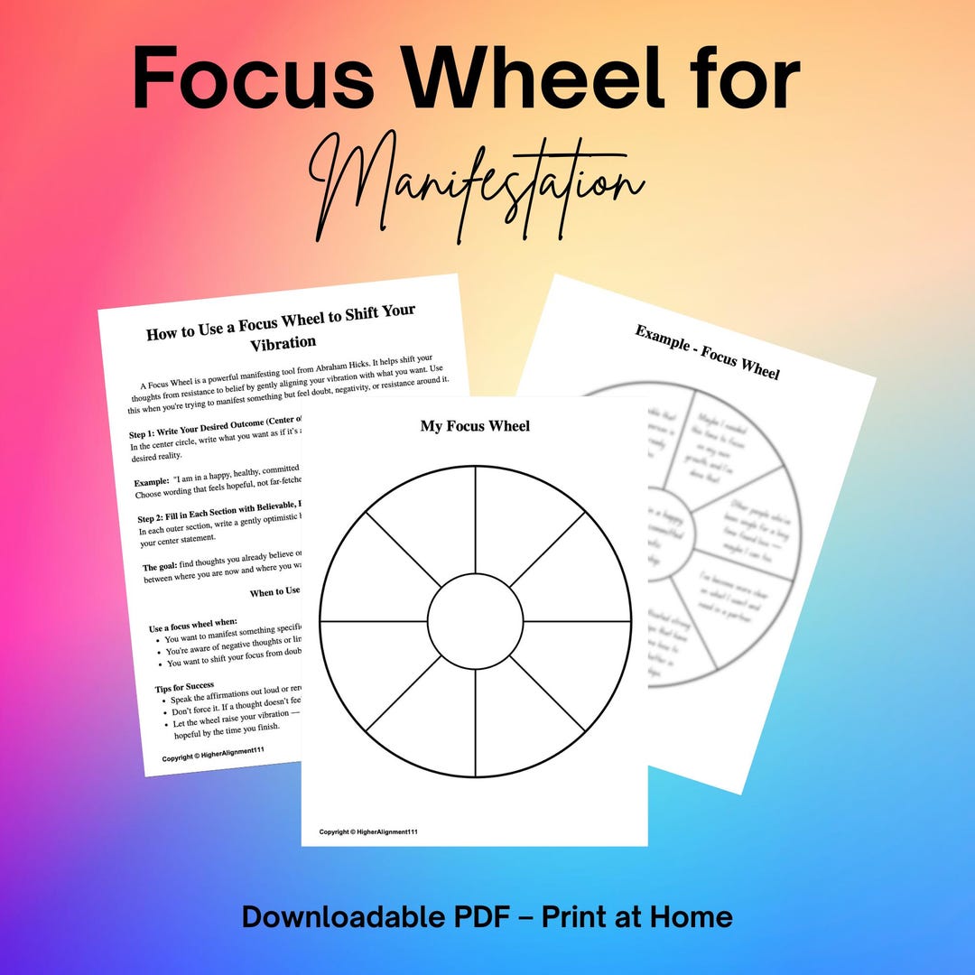 Focus Wheel Template for Manifestation – Law of Attraction Printable ...