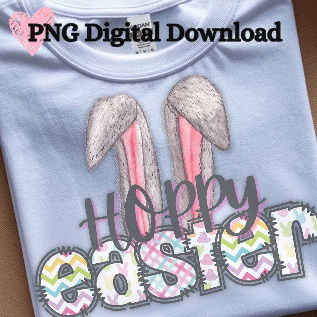 Hoppy Easter PNG, Bunny Ears Clipart, Spring Rabbit Design (digital ...