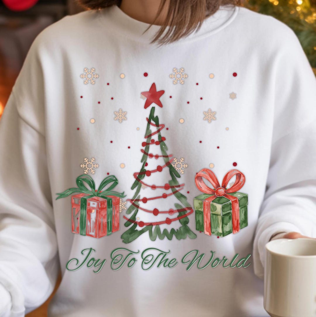 Joy to the World Christmas Tree PNG, Retro Holiday Clipart (digital ...