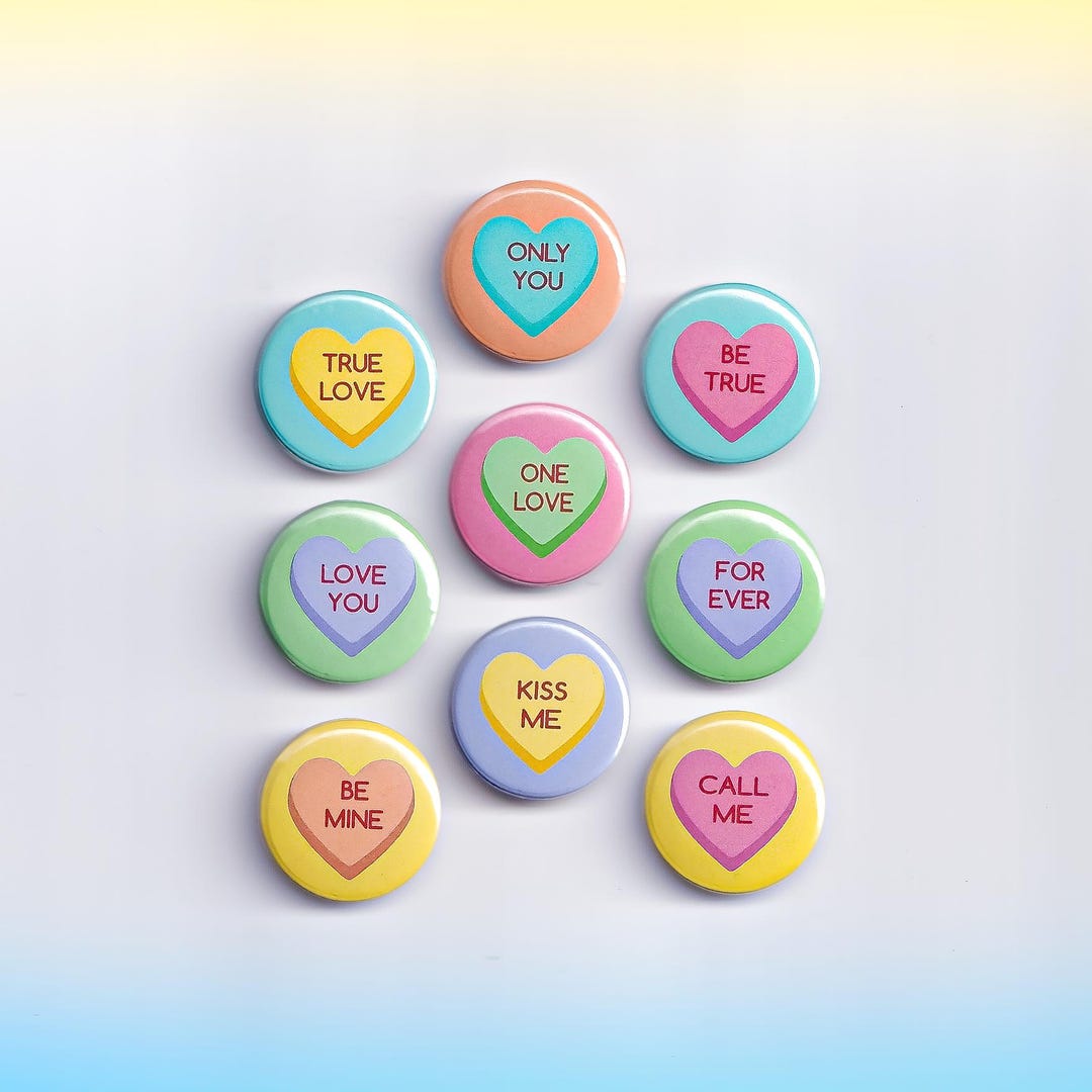 Valentine Heart Candy Small Button Pin/ Magnet Set - 1 Inch - Etsy