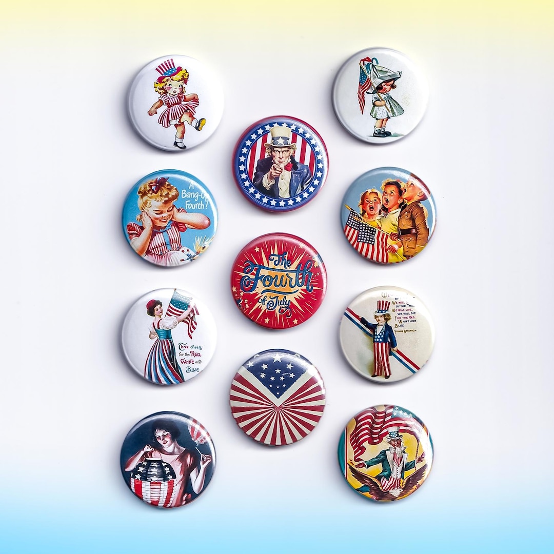 Small Vintage July 4th Button Pin/ Magnet Set - 1 Inch - Etsy