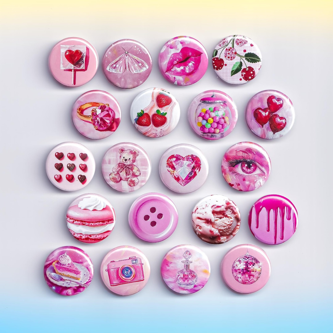 Small Pink Aesthetic Button Pin/ Magnet Set - 1 Inch - Etsy