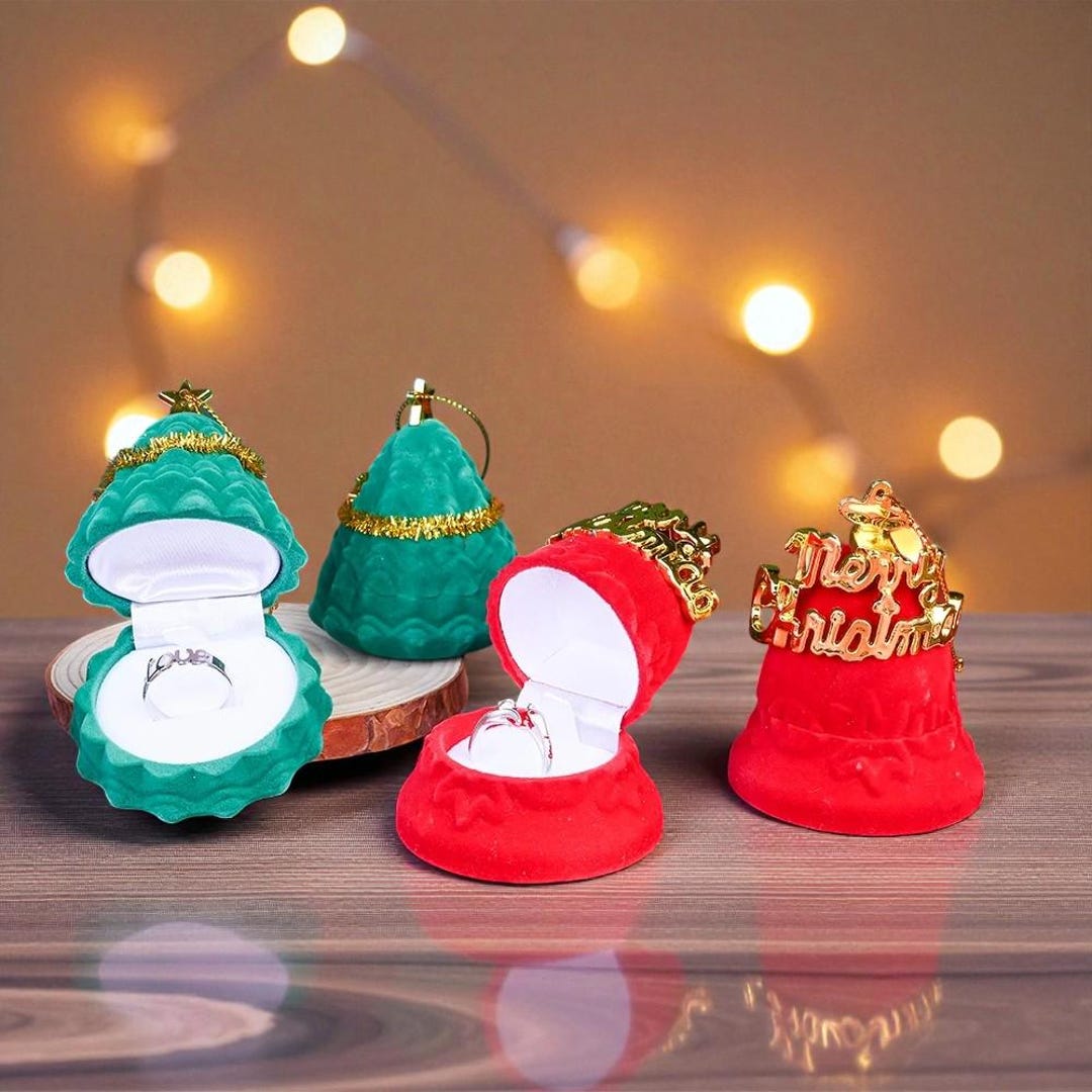 Velvet Christmas Tree and Bell Ring Box: Gift for Surprising Your Women ...