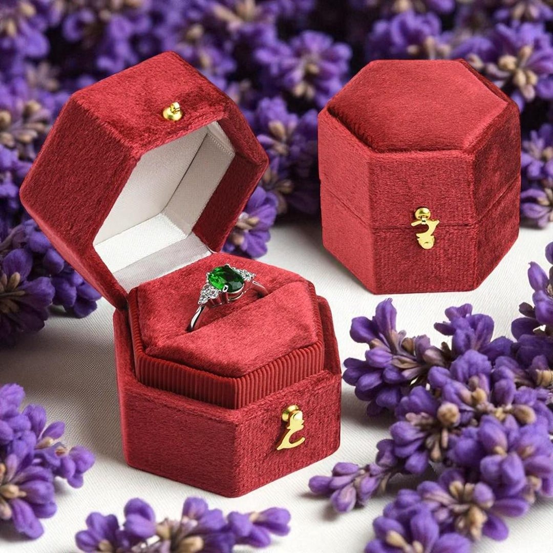 Personalized Ring Box, Engagement Ring Box, Wedding Ring Box, Velvet ...