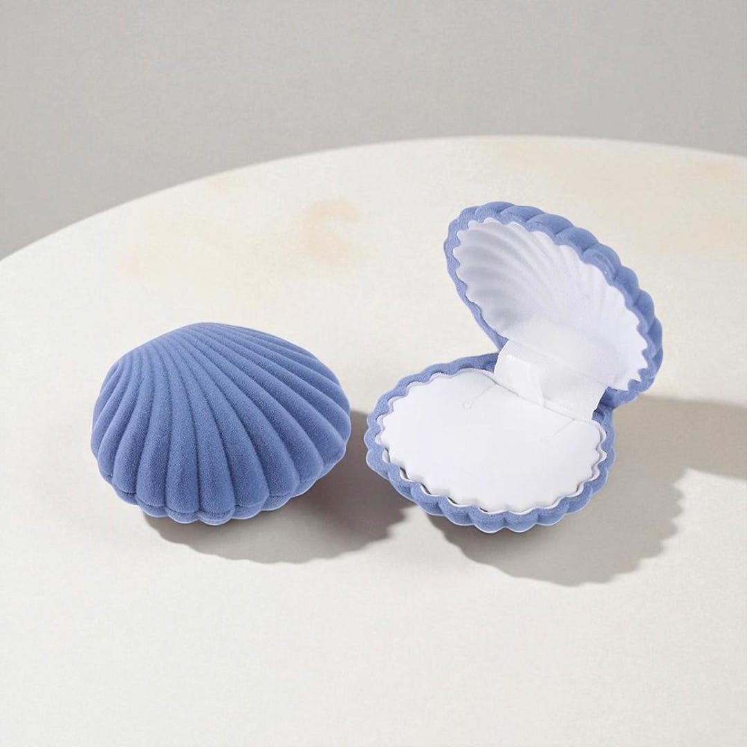 Pearl Shell Velvet Ring Box, Engagement, Wedding - Etsy