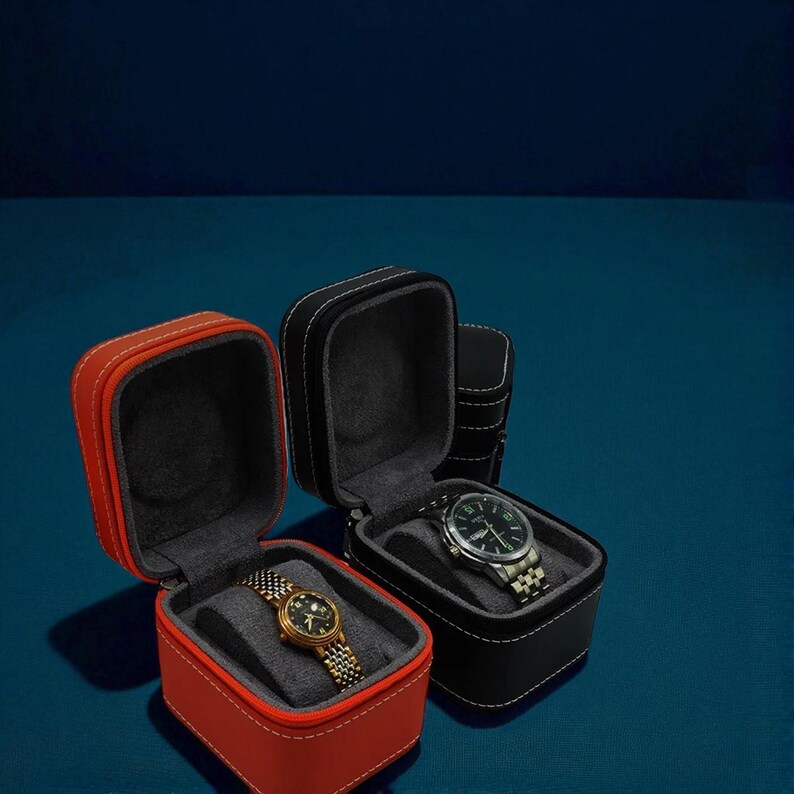 Personalized PU Leather Watch Box: Velvet Interior, Compact Storage - Etsy