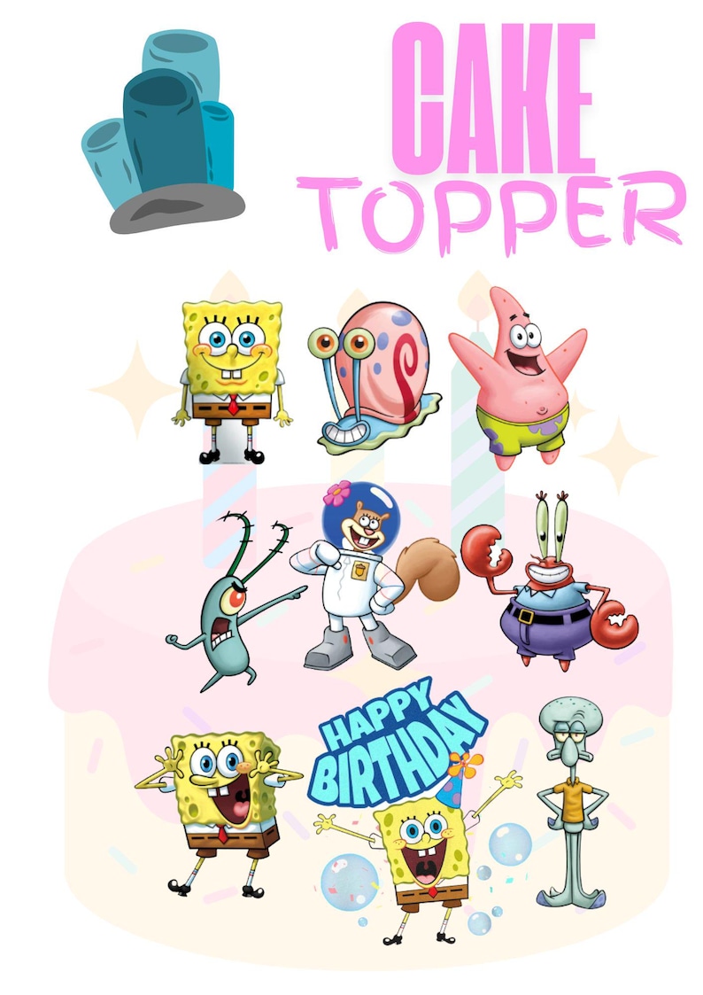 Spongebob Printable Cake Topper - Etsy