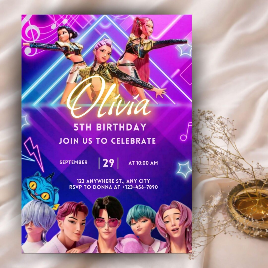 K-pop Birthday Invitation: Music Idol Party, Editable Canva Template ...