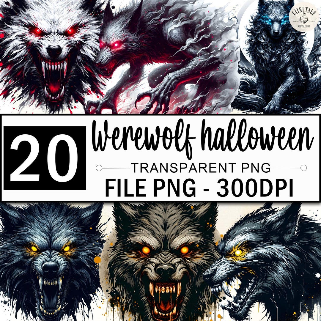 Halloween Clipart Bundle, Werewolf Png Clipart, Spooky Vibes Clipart ...