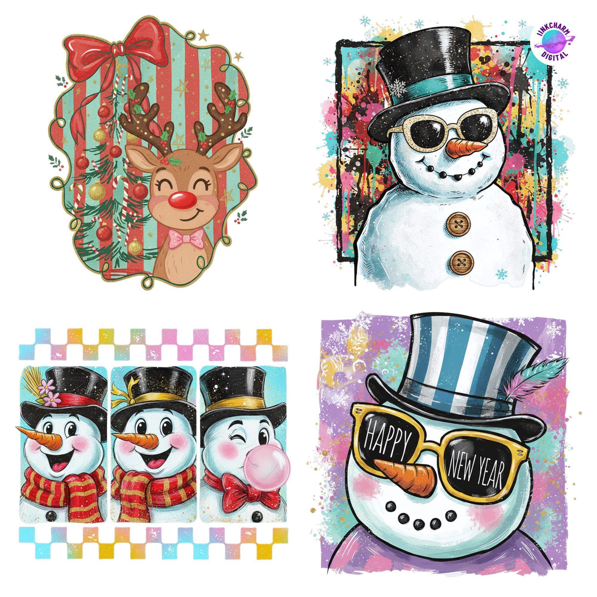 Preppy Christmas Png Bundle, 50 PNG Brushstroke Christmas, Santa Claus ...