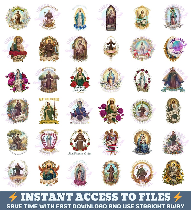 Saints of Hope Png Bundle, 100 PNG Saint Joseph, Virgin Mary Png, Saint ...